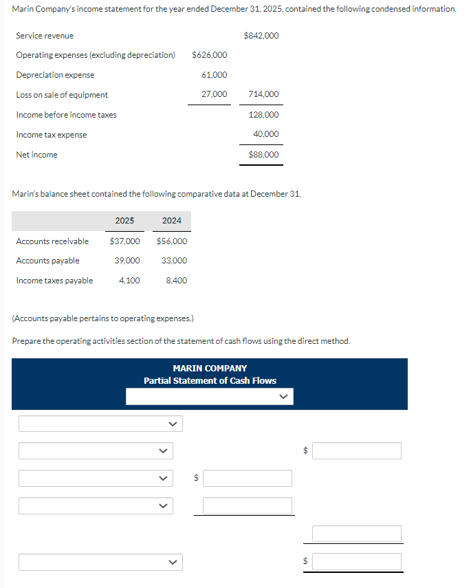 Solved Marin Company's income statement for the year ended | Chegg.com