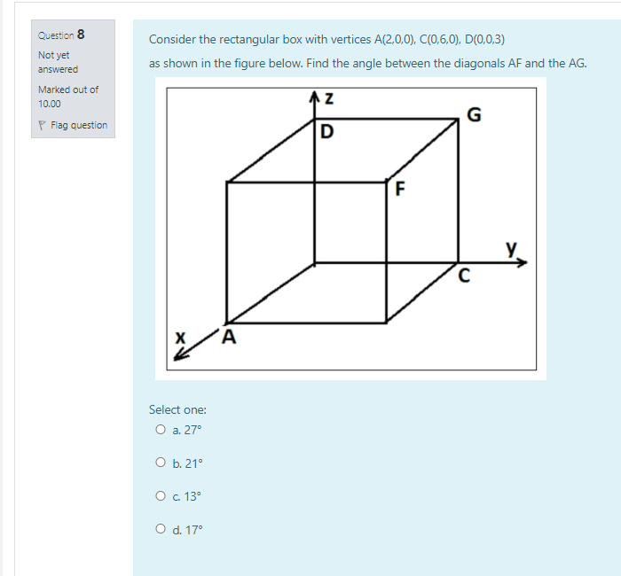 Solved Question 8 Consider the rectangular box with vertices | Chegg.com