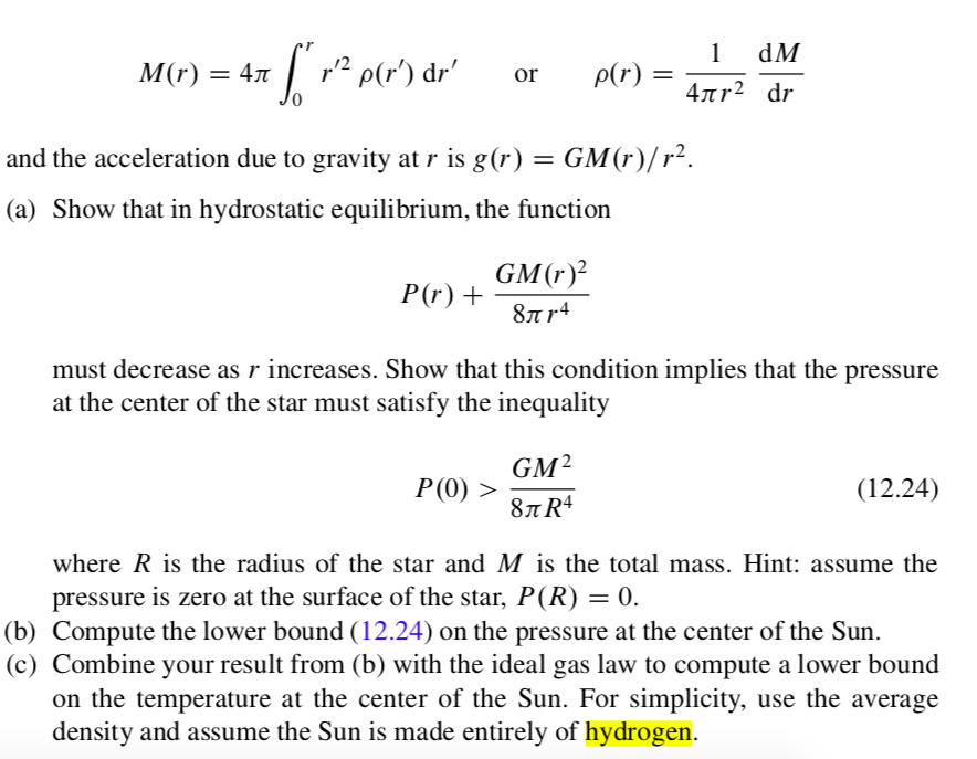 Solved 12.7. We can use the equation of hydrostatic | Chegg.com
