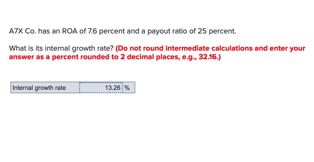 Solved A7X Co. has an ROA of 7.6 percent and a payout ratio | Chegg.com
