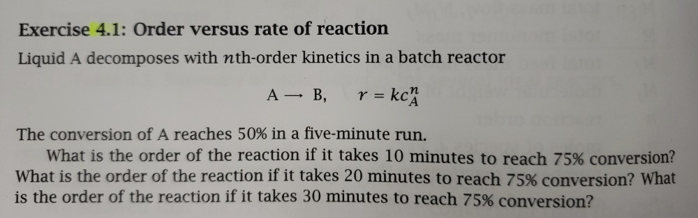 Solved Exercise 4.1: Order versus rate of reaction Liquid A | Chegg.com