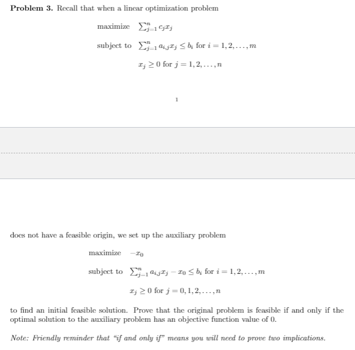 Solved Problem 3. Recall that when a linear optimization | Chegg.com