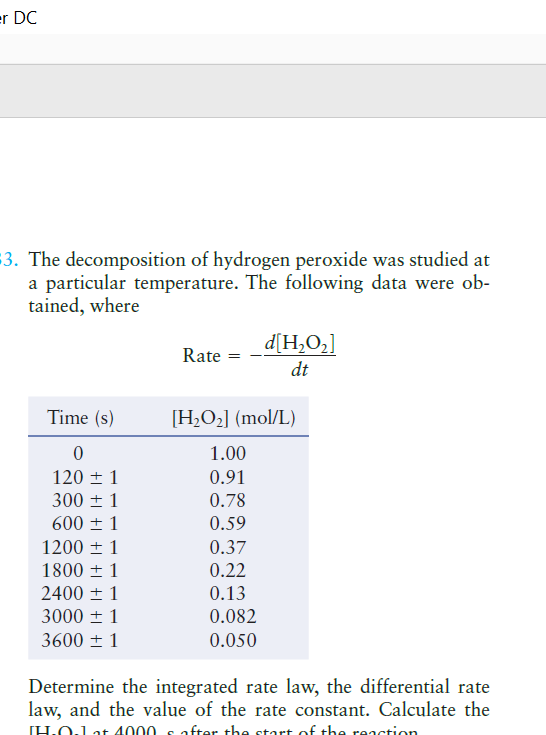 Solved How do you find the rate order of decomposition of | Chegg.com