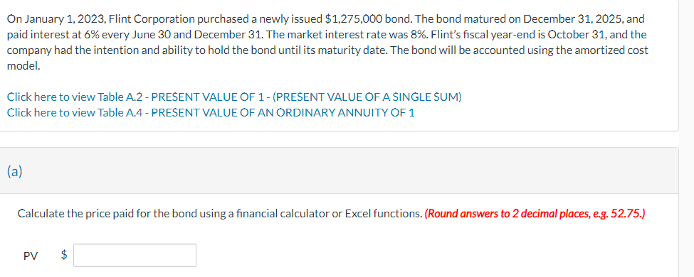 Solved On January 1, 2023, Flint Corporation purchased a | Chegg.com