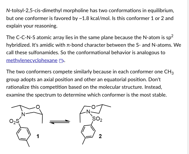 Solved N-tolsyl-2,5-cis-dimethyl morpholine has two | Chegg.com