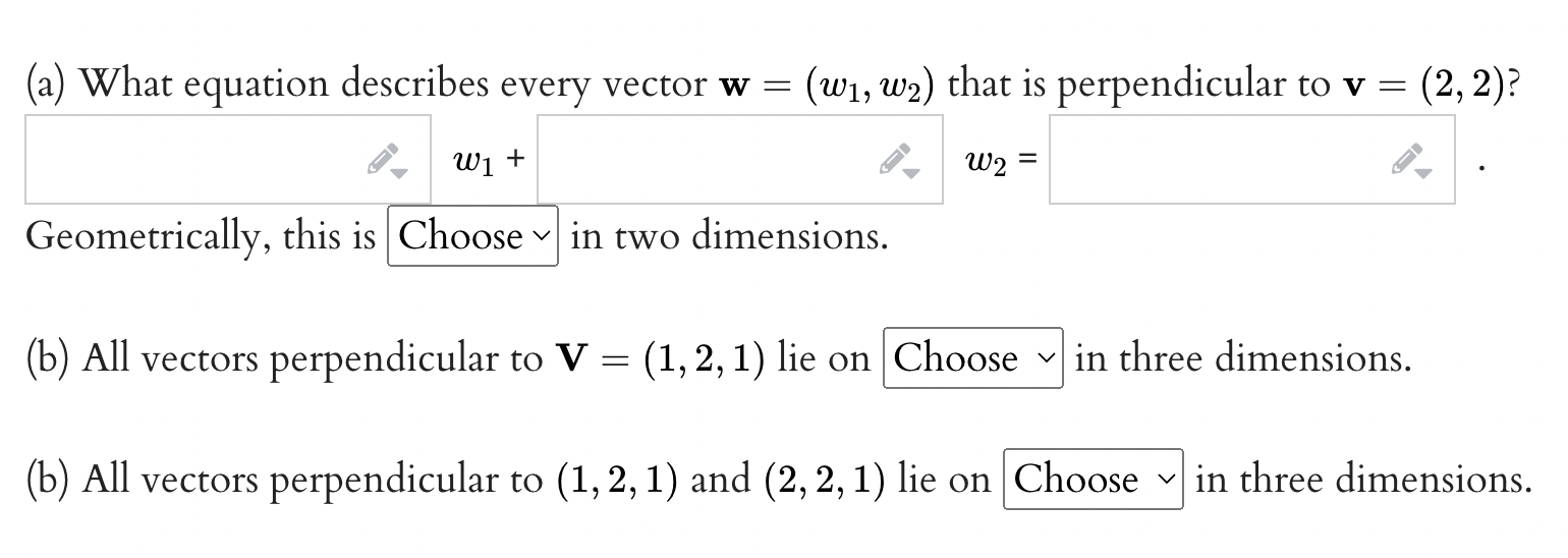 Solved (a) What equation describes every vector w = (w1, W2) | Chegg.com