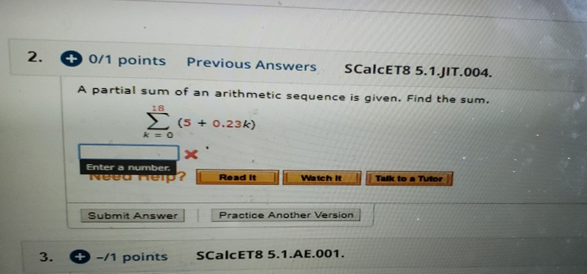 Solved 2. 0/1 points Previous Answers SCalcET8 5.1.JIT.004. | Chegg.com