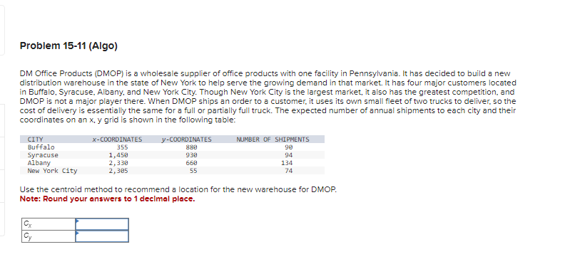 Solved Problem 15-11 (Algo)DM Office Products (DMOP) ﻿is a | Chegg.com