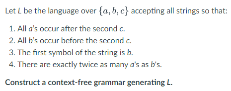 Solved Let L be the language over {a,b,c} accepting all | Chegg.com
