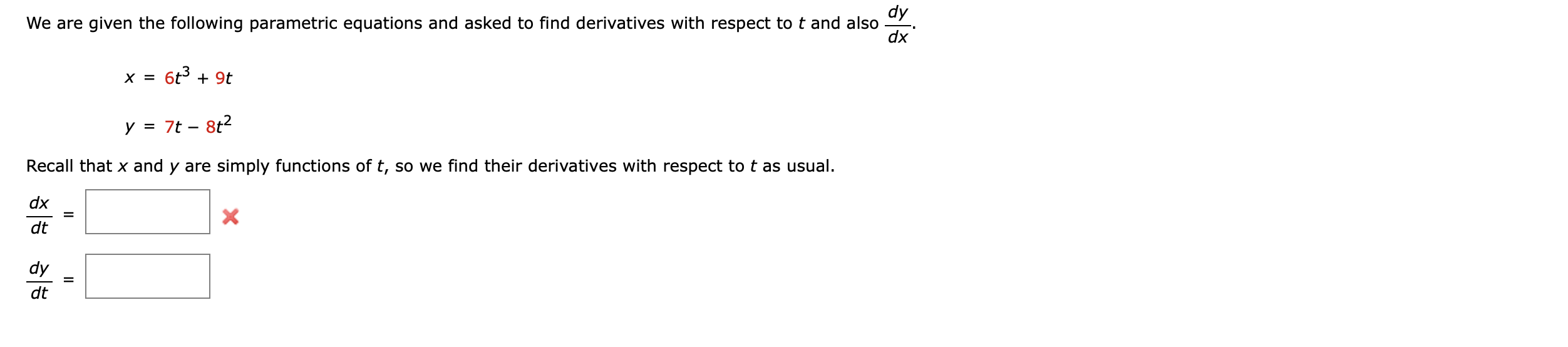 Solved Dy We Are Given The Following Parametric Equations