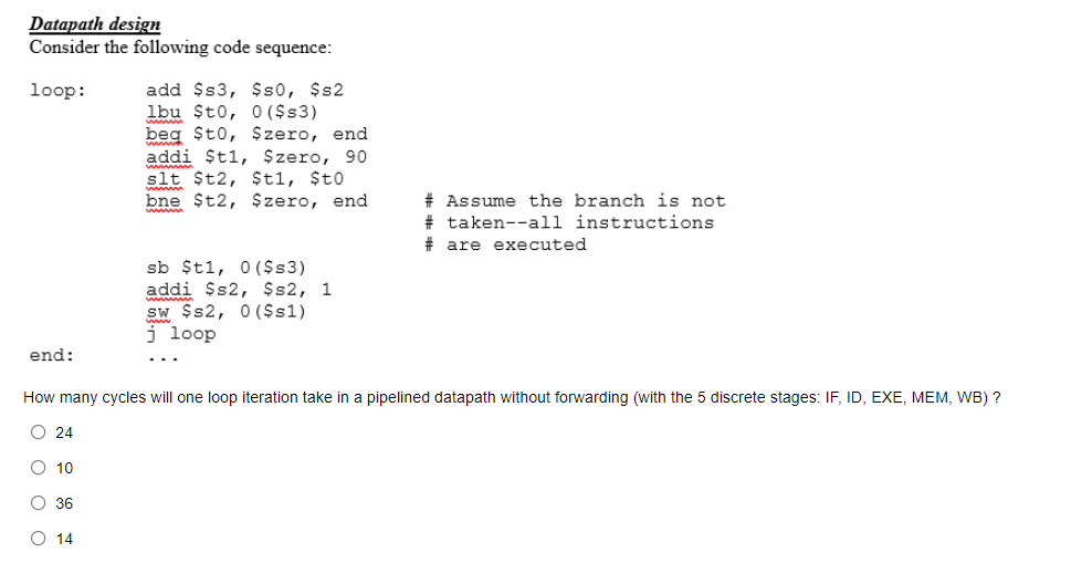 Solved Datapath design Consider the following code sequence: | Chegg.com