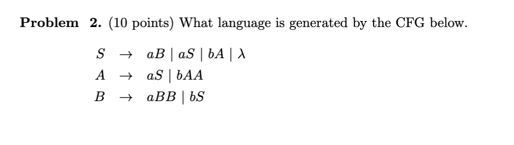 Solved Problem 2. (10 points) What language is generated by | Chegg.com