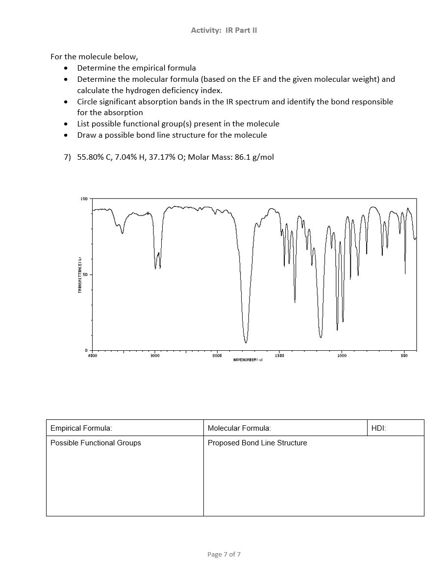 Solved Activity: IR Part II For the molecule below, | Chegg.com