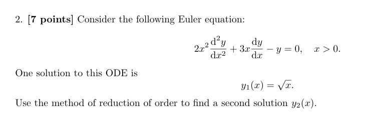Solved [7 ﻿points] ﻿Consider the following Euler | Chegg.com