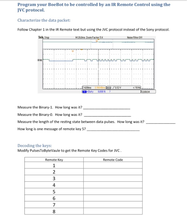 Program your BoeBot to be controlled by an IR Remote | Chegg.com