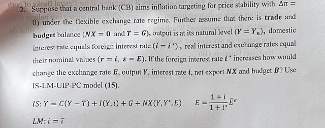 Solved 2. Suppose that a central bank (CB) aims inflation | Chegg.com