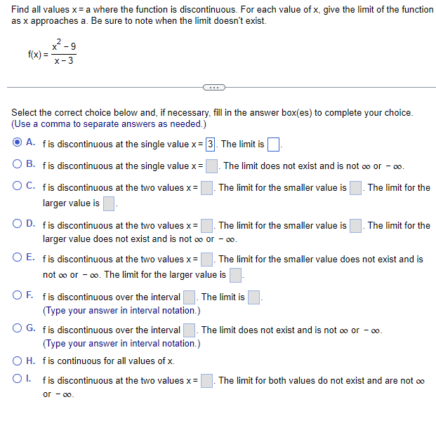 Solved Find all values x= a where the function is | Chegg.com