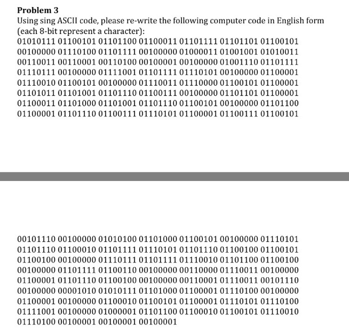 Solved Using sing ASCII code, please re-write the following | Chegg.com