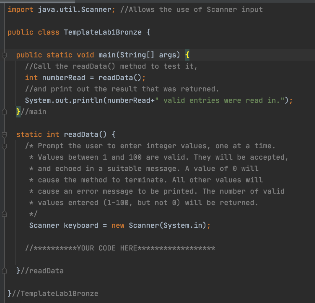 Solved 1. Download the file TemplateLab1Bronze.java from the | Chegg.com
