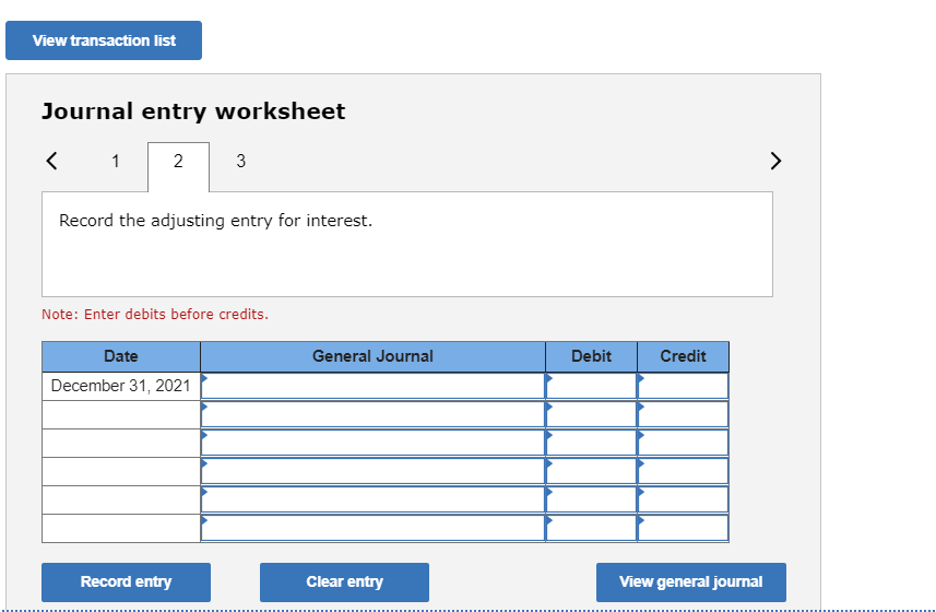 Solved View transaction list Journal entry worksheet