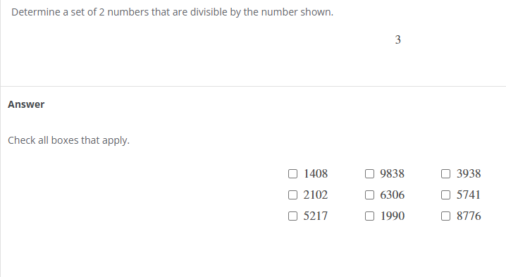 Solved etermine a set of 2 ﻿numbers that are divisible by | Chegg.com