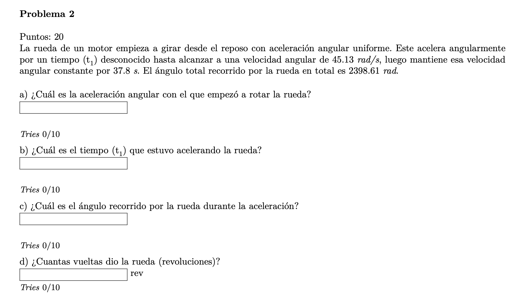 A Motor Wheel Starts To Rotate From Rest With Uniform