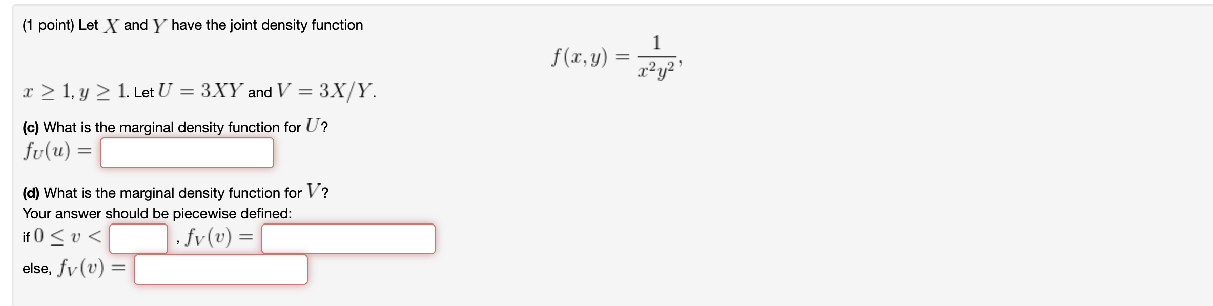 Solved (1 point) Let X and Y have the joint density function | Chegg.com