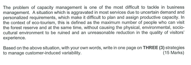 Solved The problem of capacity management is one of the most | Chegg.com