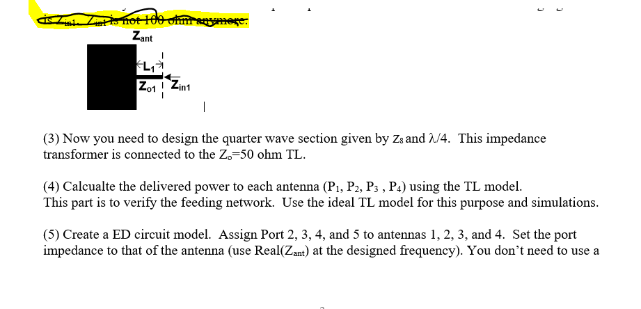 W5: Design of 1x4 Microstrip Array Antennas | Chegg.com