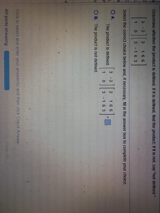 Solved Determine whether the product is defined. If it is | Chegg.com