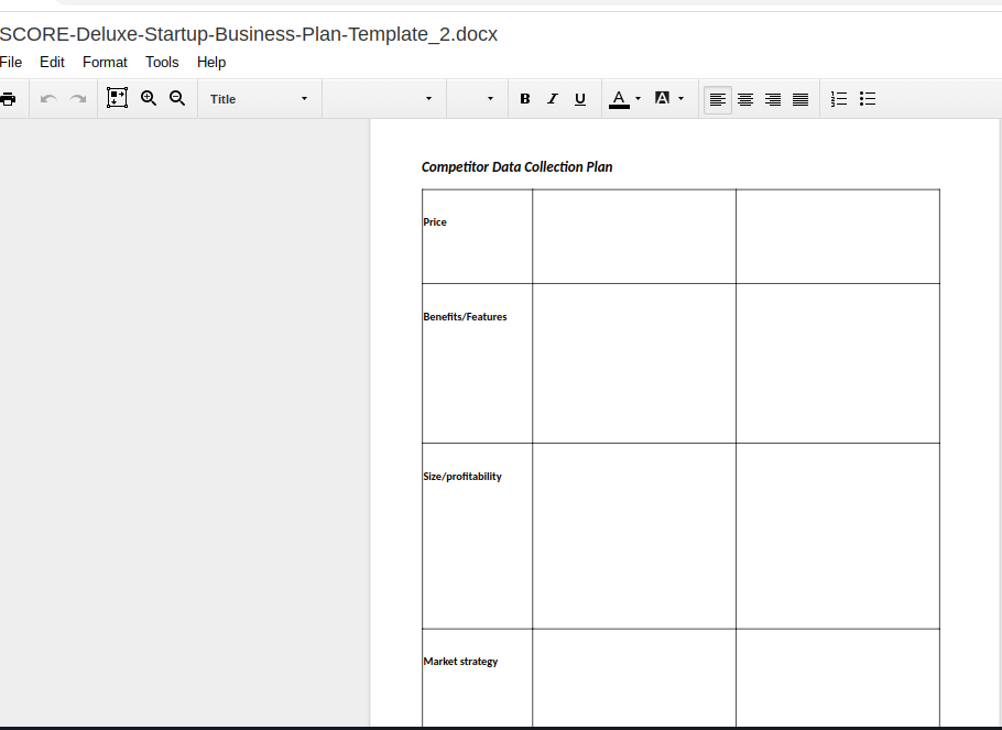 Solved Complete the Competitor Data Collection Plan | Chegg.com