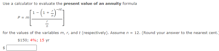 Solved P=m[nr1−(1+nr)−nt] for the values of the variables | Chegg.com