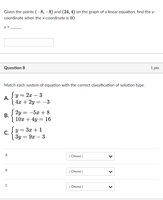 Solved Given the points (-8,-8) and (24, 4) on the graph of | Chegg.com