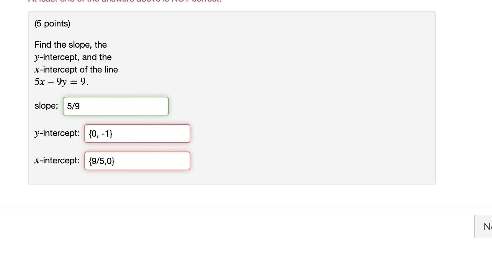 Solved (5 ﻿points)Find the slope, they-intercept, and | Chegg.com