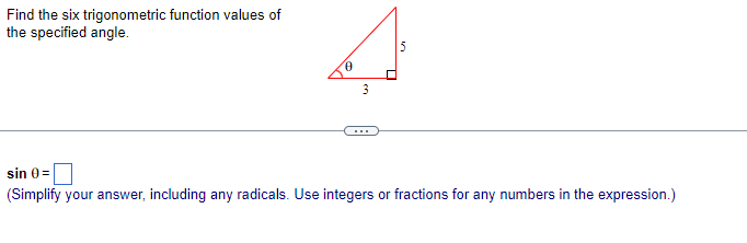 Solved Find the six trigonometric function values of the | Chegg.com