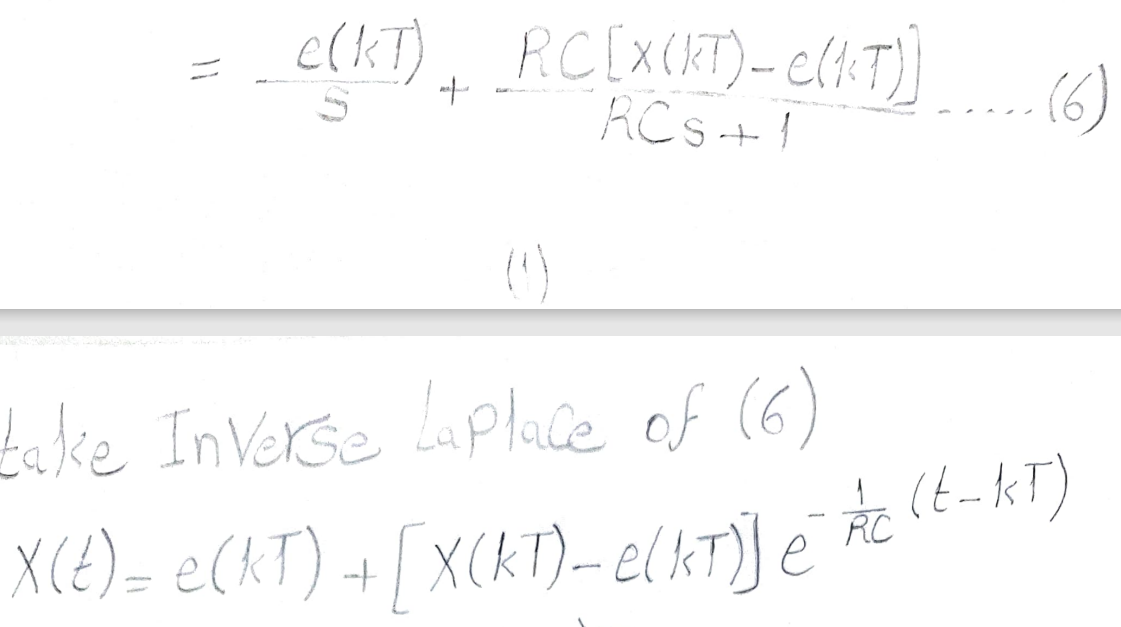 Solved =Sc(kT)+RCs+1RC[x(kT)−c(kT)] (i) ake Inverse laplace | Chegg.com