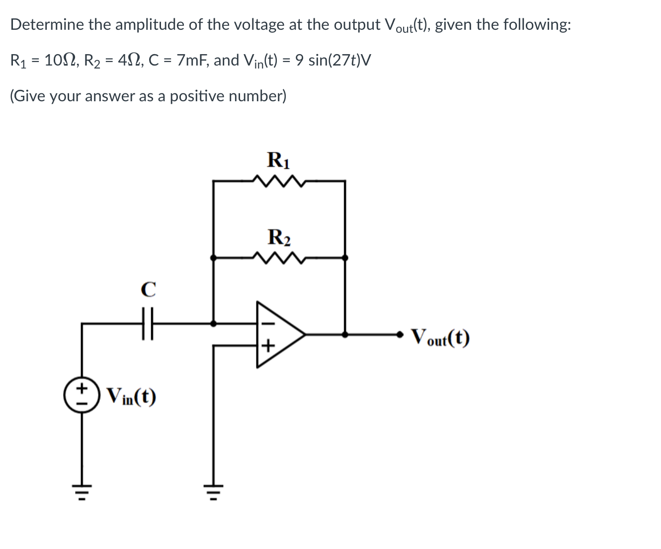 Solved Determine the amplitude of the voltage at the output | Chegg.com