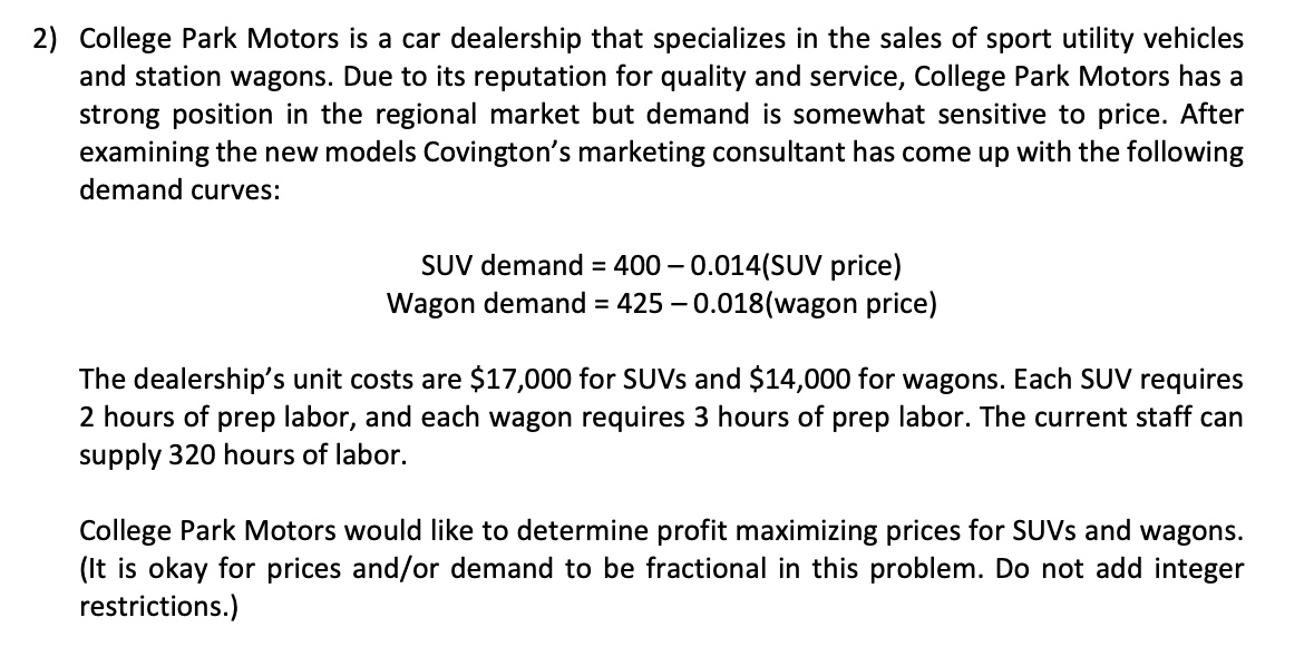 Solved A.) Write down an algebraic formulation of a | Chegg.com