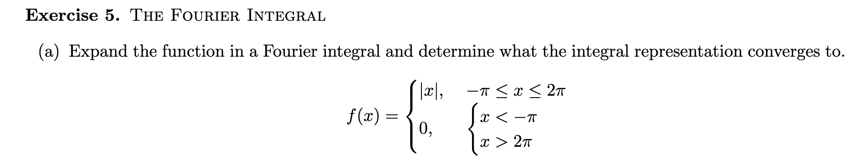 Solved Exercise 5. THE FOURIER INTEGRAL (a) Expand the | Chegg.com