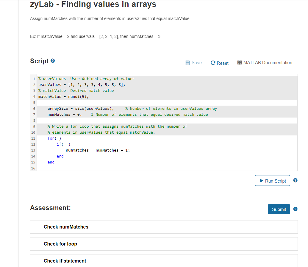 Solved zyLab - Finding values in arrays Assign numMatches | Chegg.com Solved zyLab - Finding values in arrays Assign numMatches | Chegg.com