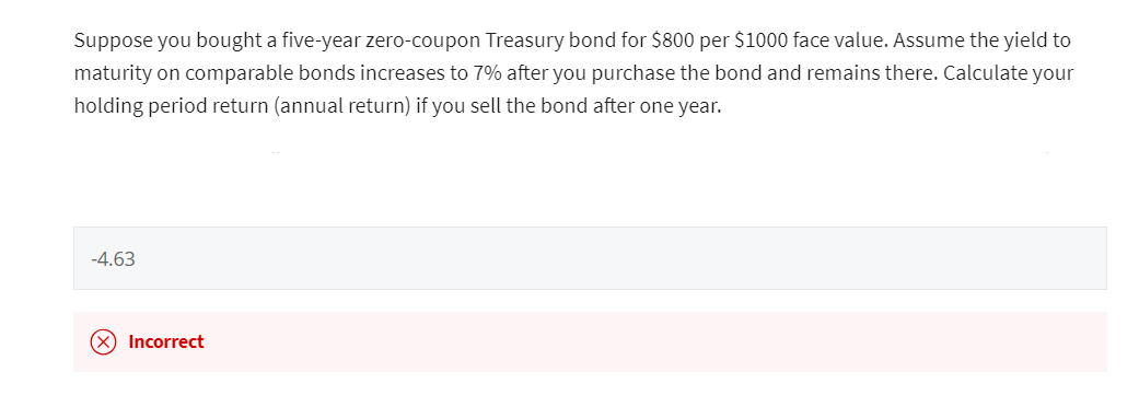 Solved Suppose you bought a five-year zero-coupon Treasury | Chegg.com Solved Suppose you bought a five-year zero-coupon Treasury | Chegg.com