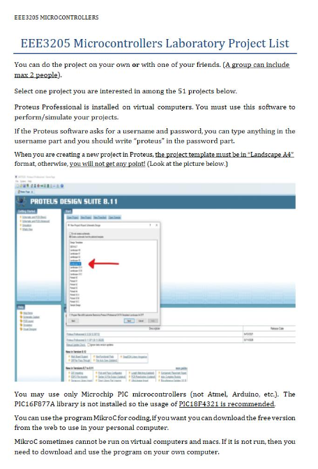 Solved EEE3205 Microcontrollers Laboratory Project List You | Chegg.com