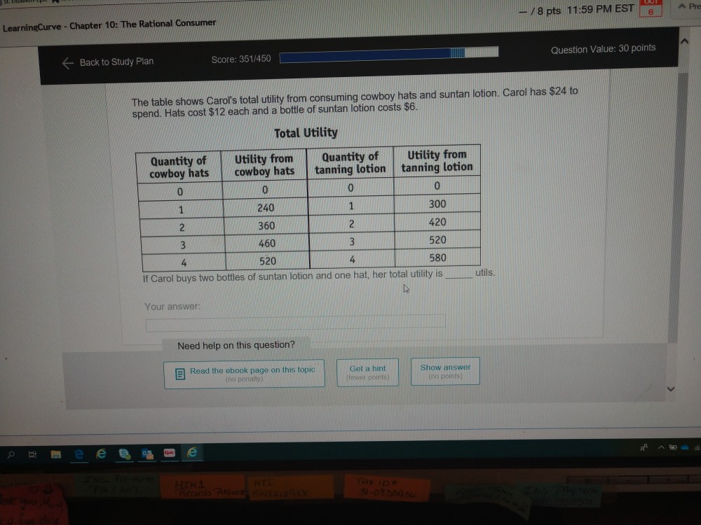 Solved the table shows Carol's total utility from consuming | Chegg.com