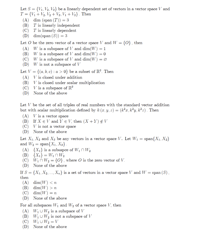 Solved Let S = {V1, V2, V3} be a linearly dependent set | Chegg.com