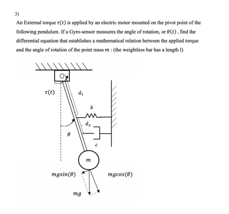 Solved 3) An External torque t(t) is applied by an electric | Chegg.com