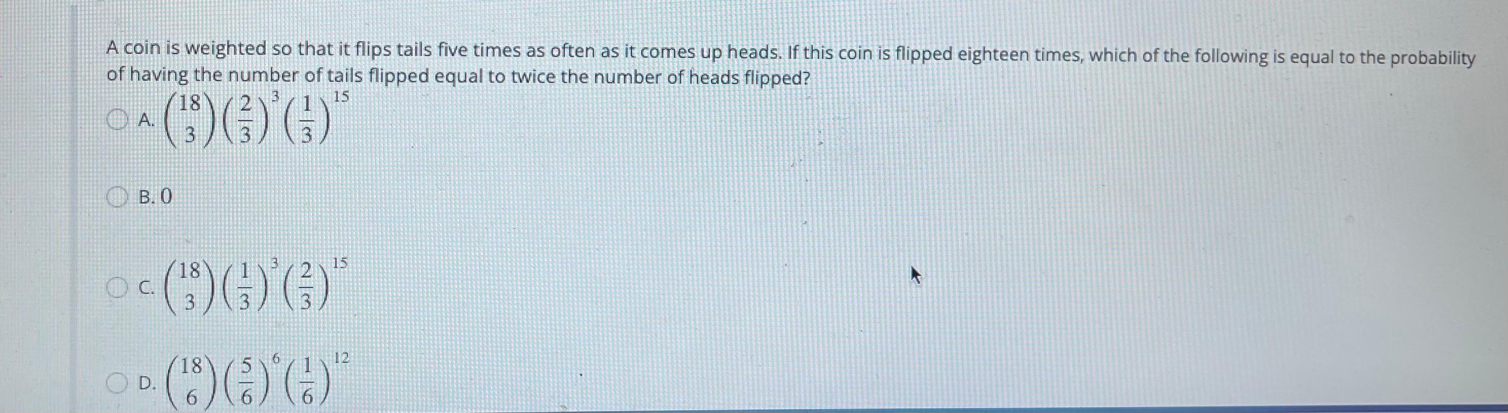 Solved A coin is weighted so that it flips tails five times | Chegg.com