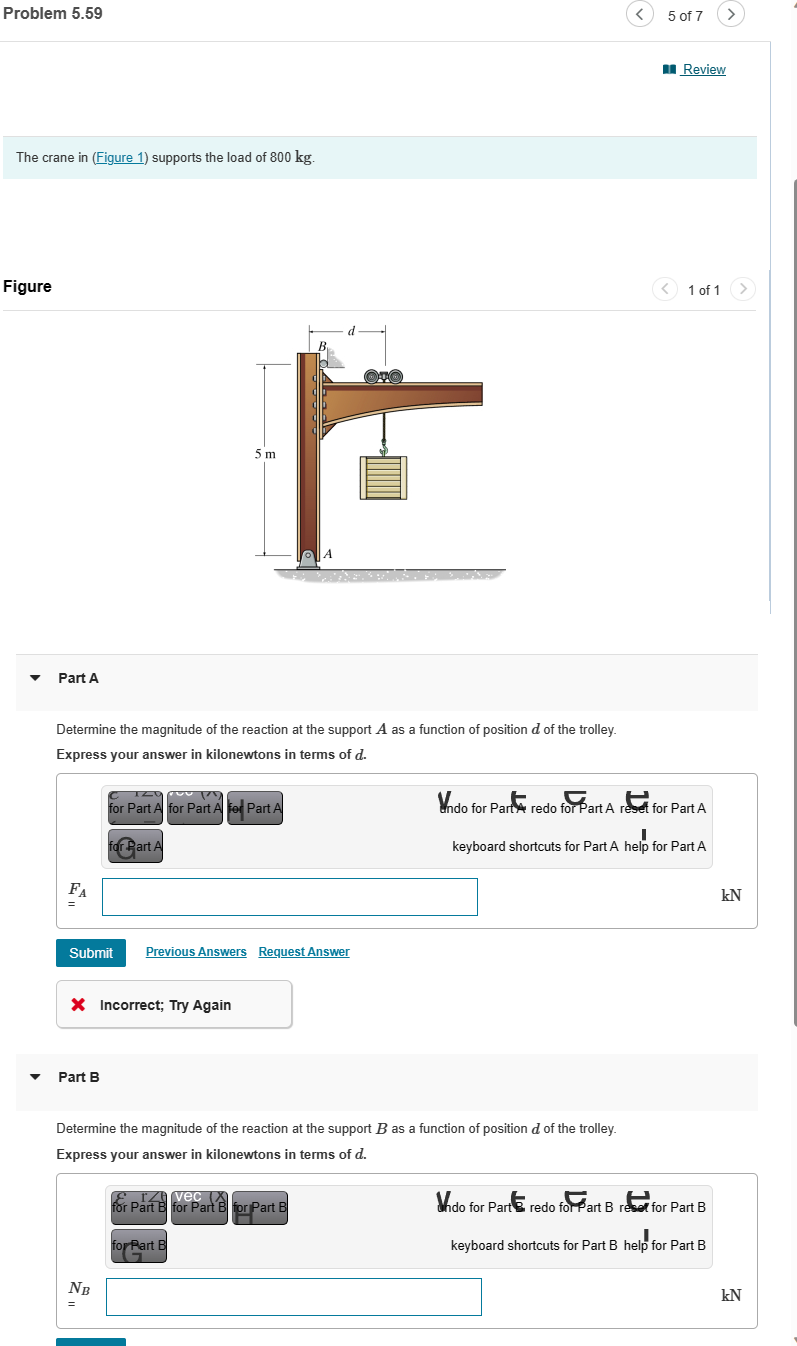 Solved The crane in (Figure 1) supports the load of 800 kg. | Chegg.com