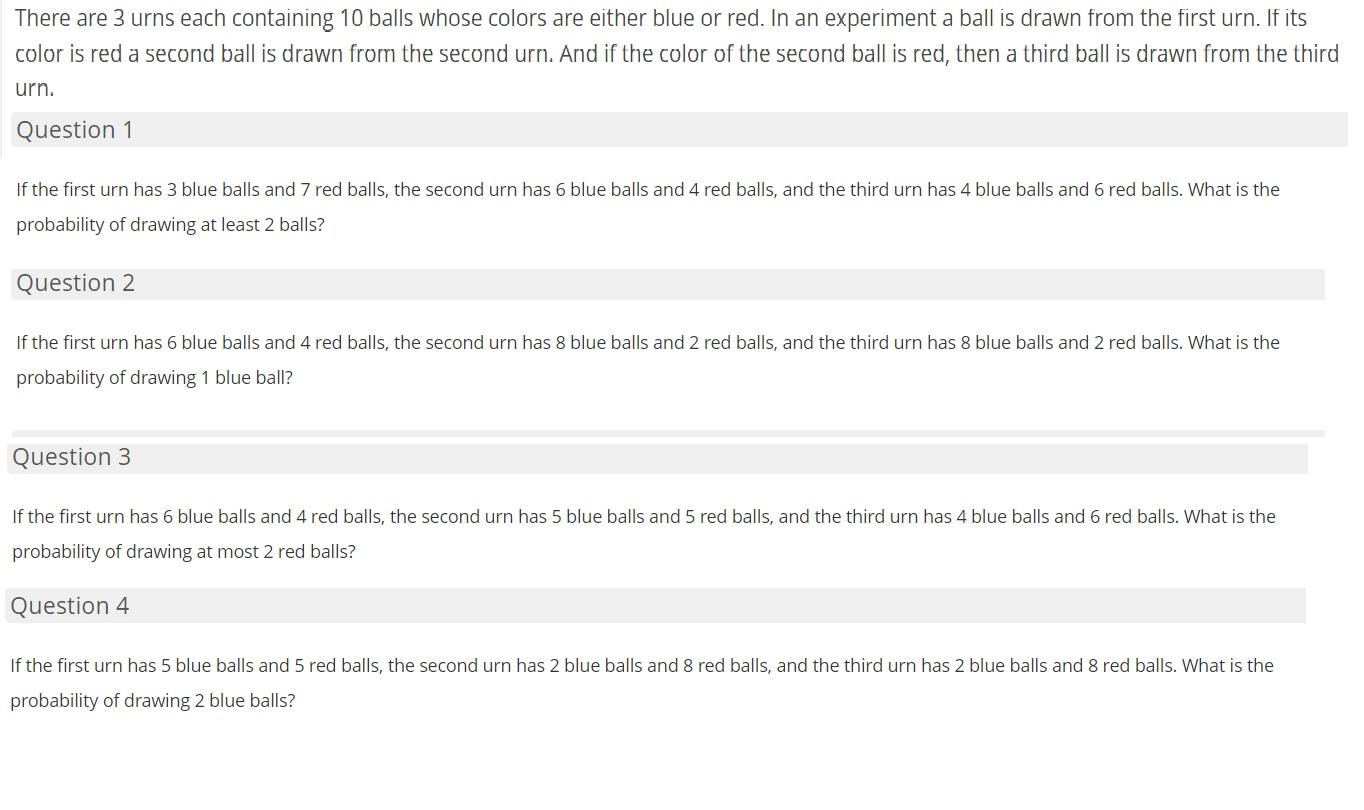 Solved There are 3 urns each containing 10 balls whose | Chegg.com