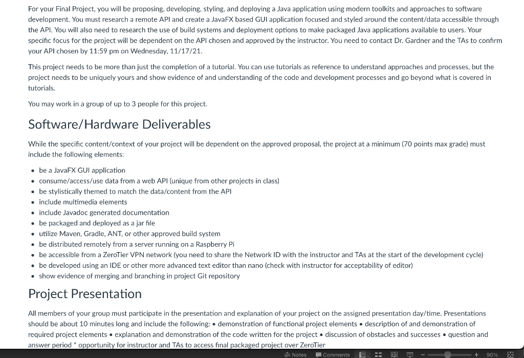 For your Final Project, you will be proposing, | Chegg.com