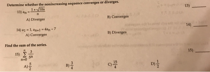 Solved Determine whether the nonincreasing sequence | Chegg.com